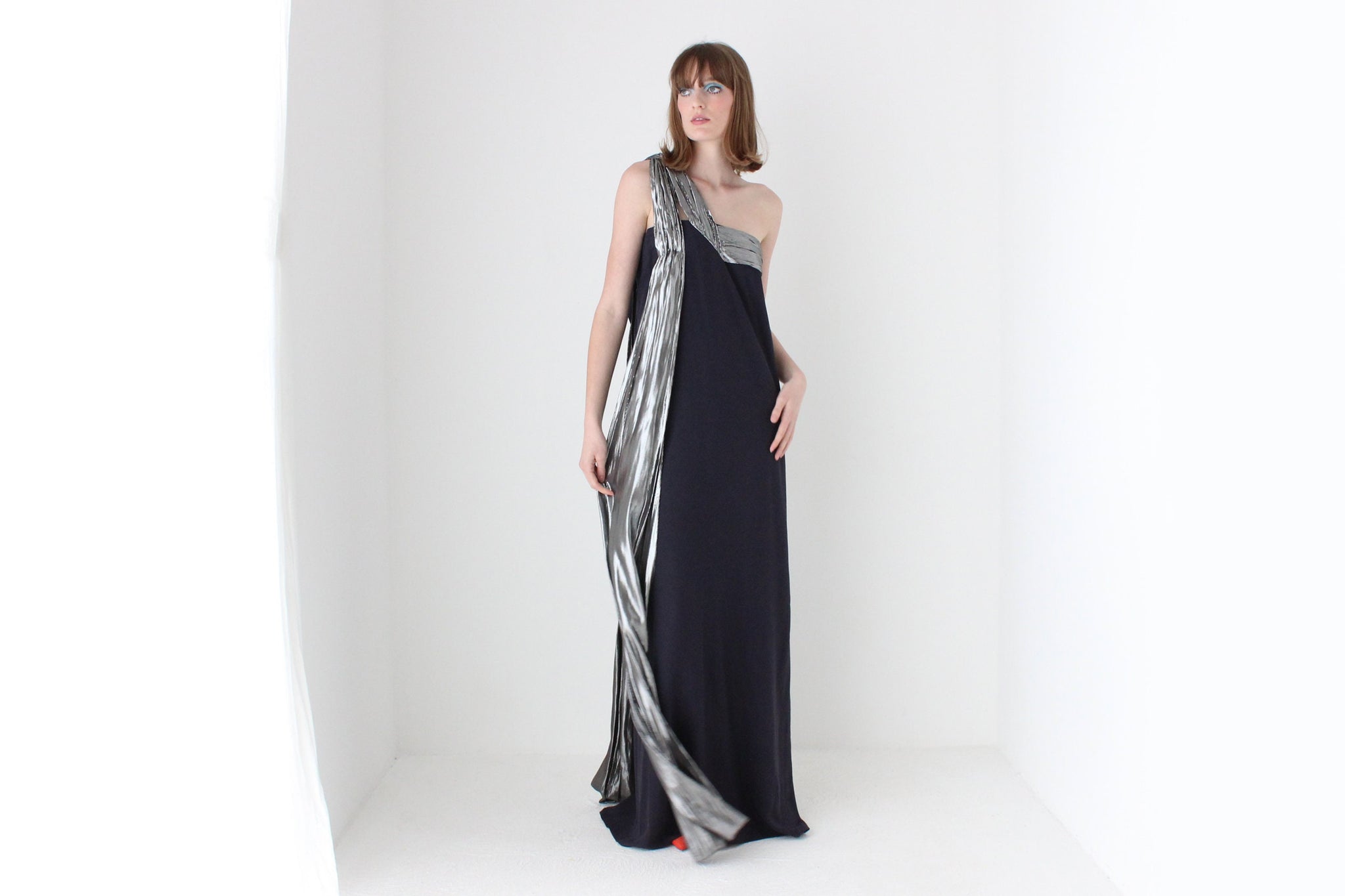 Heavenly 90s Lisa Ho Midnight Silk Avant Garde Formal Gown